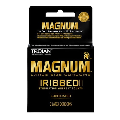 Trojan Magnum Ribbed Lubricated Latex Condoms, 3 Ea, 6 Pack - Walmart ...