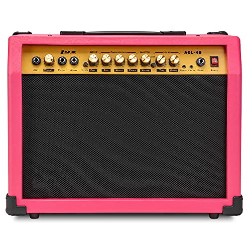 LyxPro Electric Guitar Amplifier 40 Watt Guitar Amp w/Built-In Speaker ...
