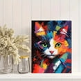 Colorful Cat Abstract Canvas Painting，Suitable for Living Room， Bedroom ...