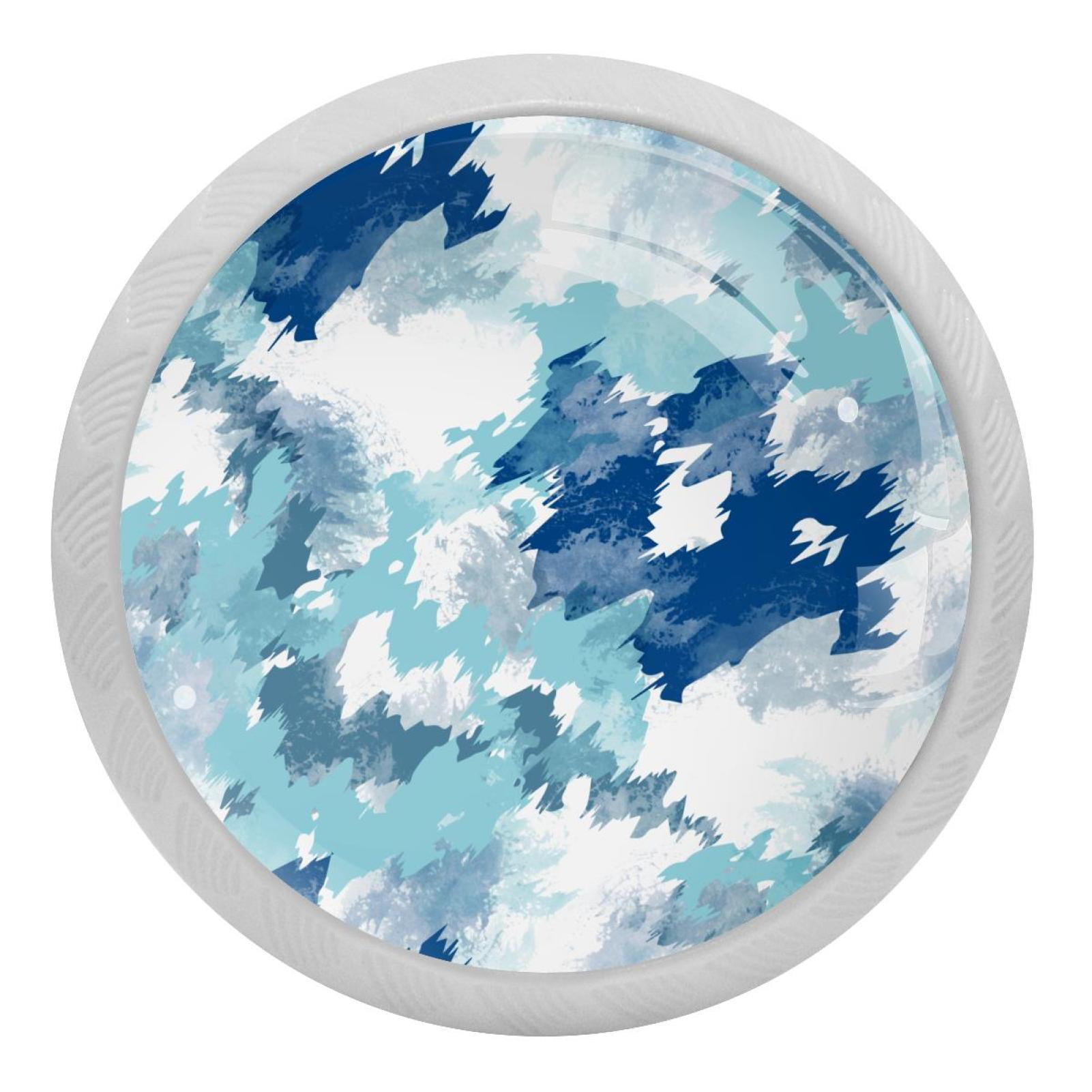 4PCS Round Indigo Tie-Dye Cabinet Fluorescence Knob Glowing in the Dark ...