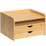 Navaris Desk Organiser Made of Bamboo - Pre-Assembled Office Organiser ...