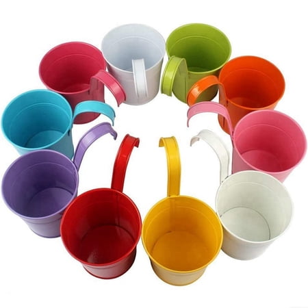 Pack of 10 Hanging Flower Pots 13cm Balcony Pot Flower Pot with Mini ...