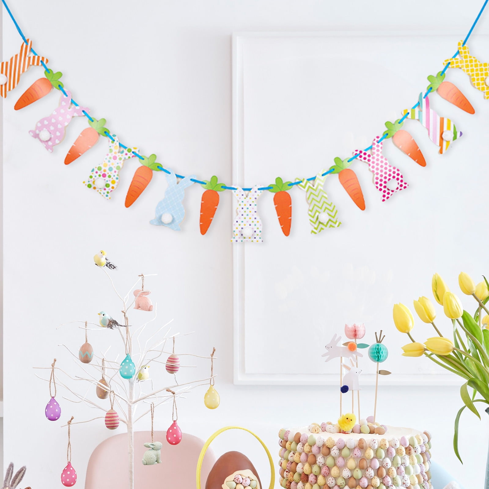 Decoraciones de Pascua, conejito de zanahoria, decoración de chimenea ...