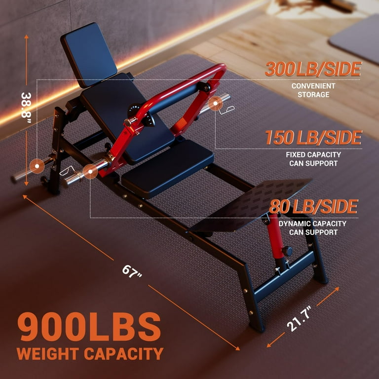 Home Gym Hip Thrust Machine, 900LBS Plate-Loaded Glute Bridge Machine ...
