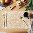 Abstract Flower Cotton Linen Placemats Set of 4, Boho Orange Floral ...