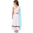 Aiihoo Ancient Greek Toga Dress for Kids Girls One Shoulder Metallic ...