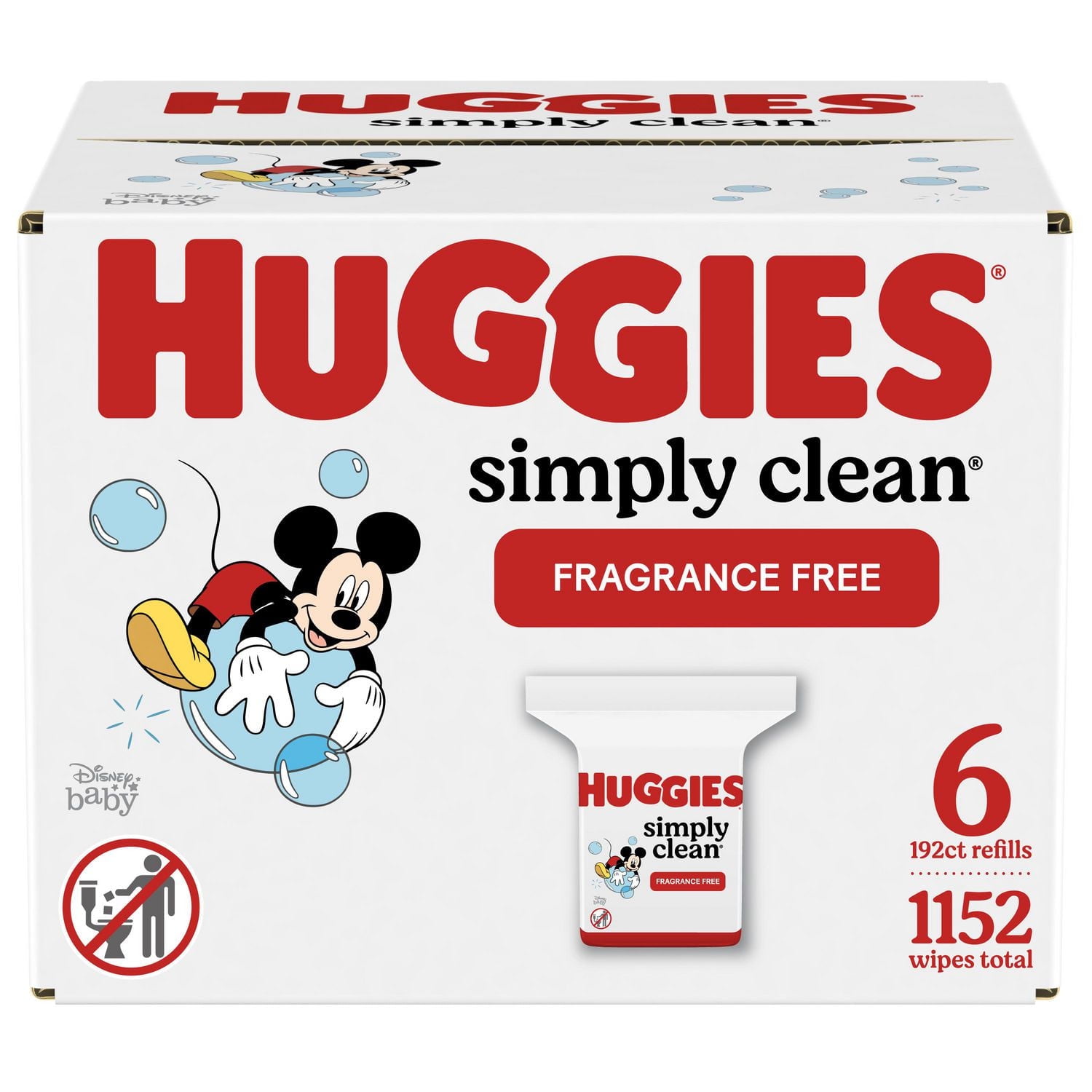 Huggies Simply Clean Baby Wipes, UNCENTED, 6 Refill Packs, 1,152 Wipes ...