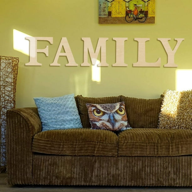 6 Pieces 12 Inch Unfinished Wooden Letters Large Family Wood Decor ...