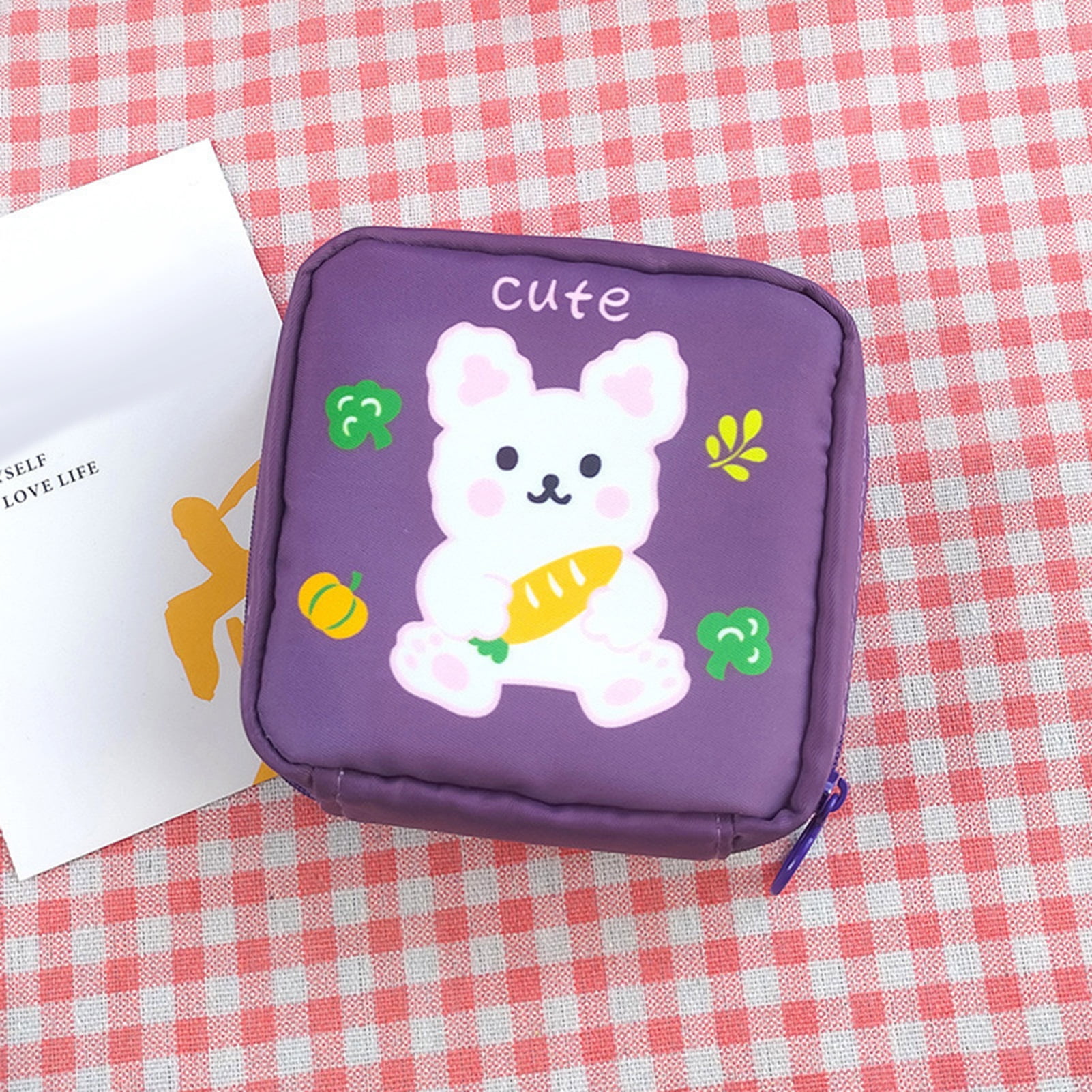 Washranp Sanitary Napkin Storage Bag,Cartoon Print Menstrual Cup Pouch ...