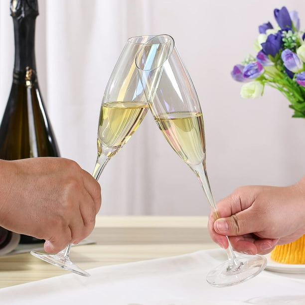 Copas de flautas de champán sopladas a mano, 5,6 oz, paquete de 4 ...