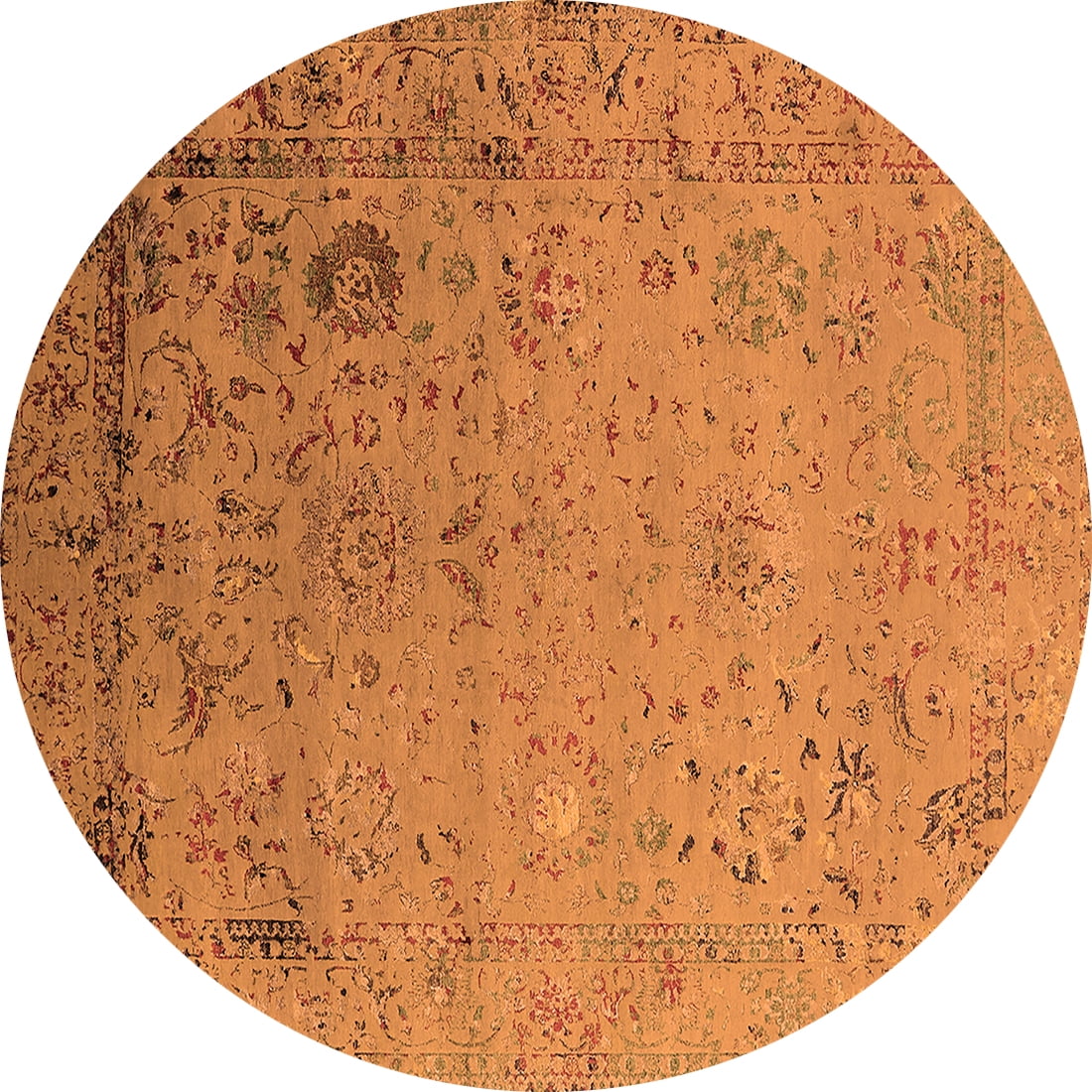 Ahgly Company Indoor Round Oriental Orange Industrial Area Rugs, 8 ...