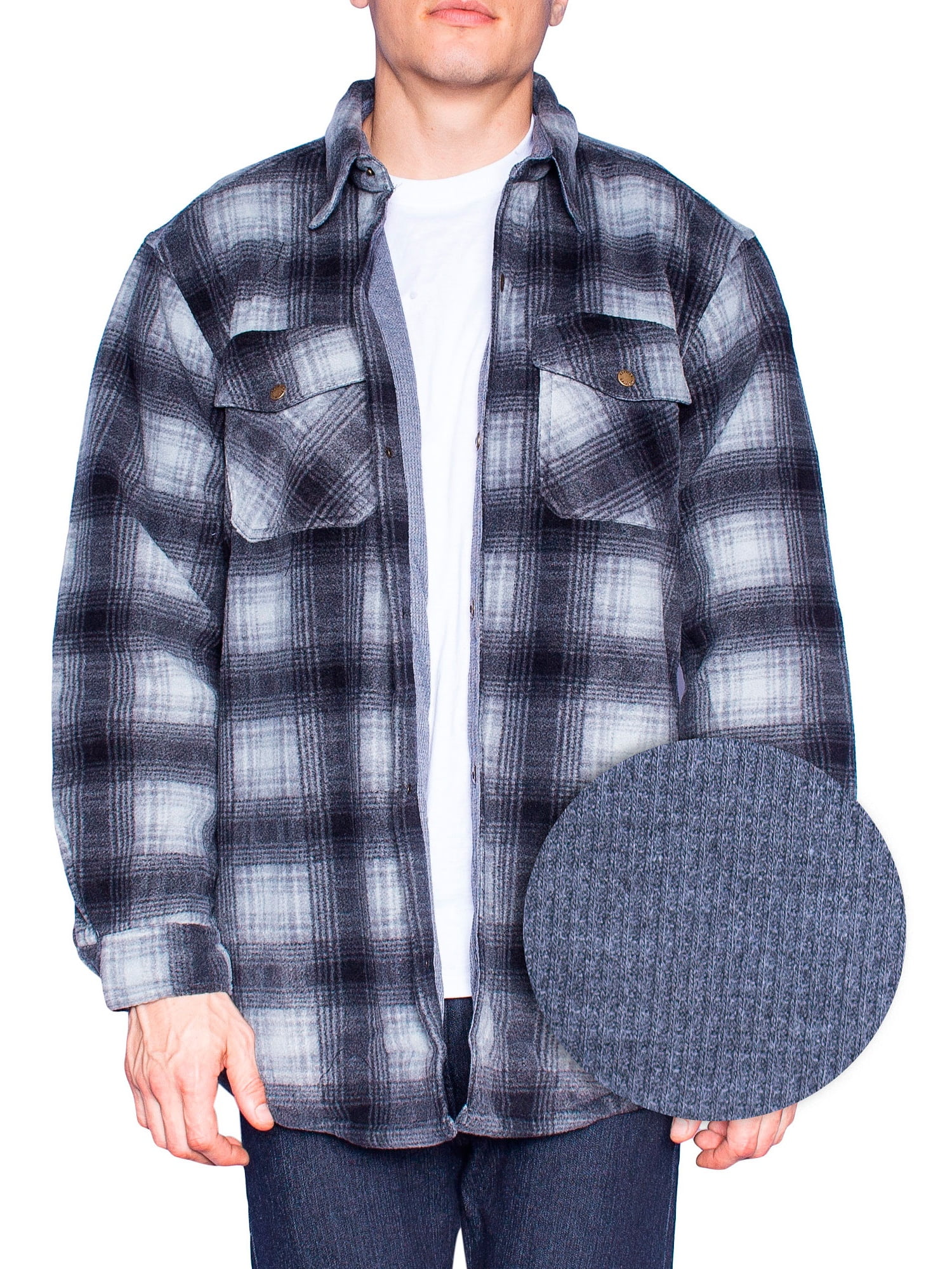Flannel Shirt Jackets for Men Big And Tall Heavy Quilted Thermal Lined ...