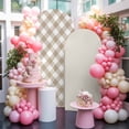 6FT Arch Backdrop Covers, Minimalistic Checkered Beige Rural Style ...