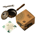 Iron Charcoal Burner with Lid & Wood Handle with Charcoal Tong, 9 ...