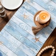 Blue Turtle Coastal Table Runner, Summer Beach Starfish Nautical ...
