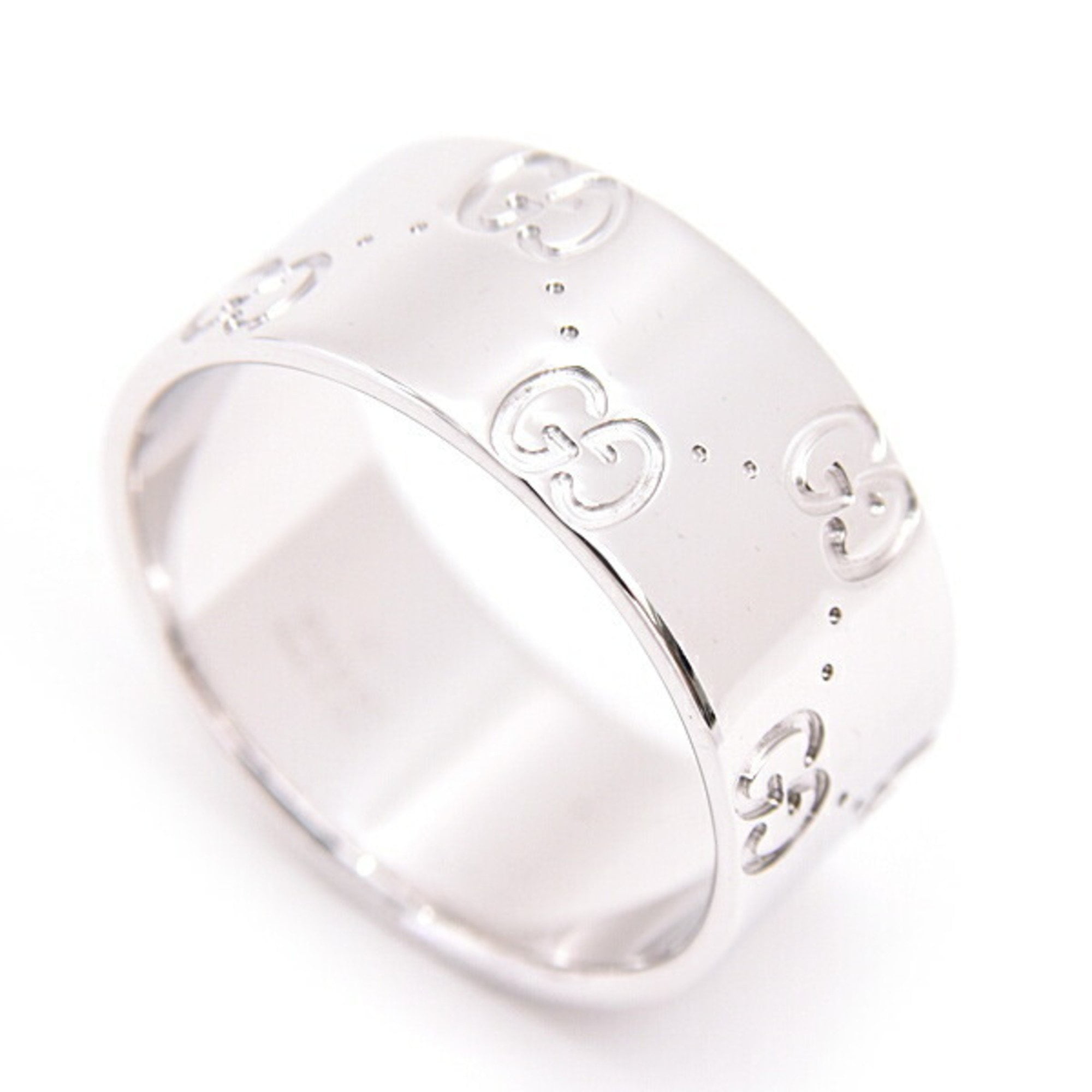 Pre-Owned Gucci Ring for Men and Women Icon Wide White Gold 750WG GUCCI ...
