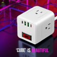 Power Cube - Compact Power Strip with 3 AC Outlets & 4 Ports with 2 C ...