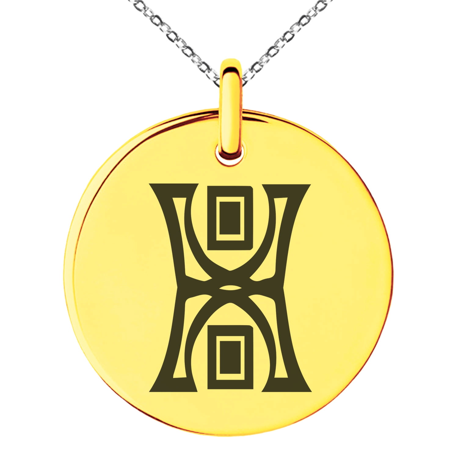 Stainless Steel Runology Magic Rune Engraved Small Medallion Circle ...