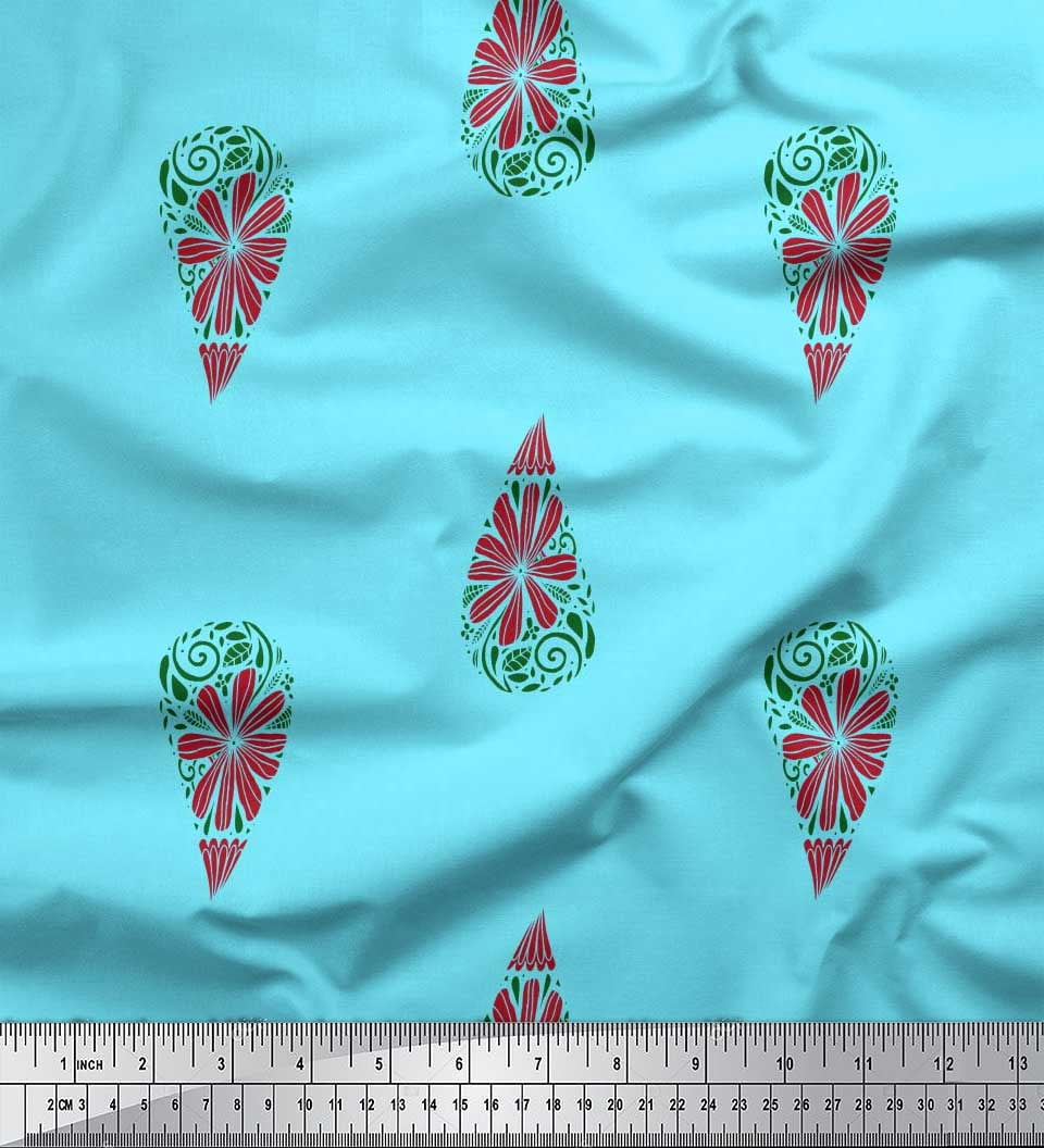 Soimoi Blue Crepe Silk Fabric Floral & Paisley Print Fabric by Yard 42 Inch Wide - Walmart.com