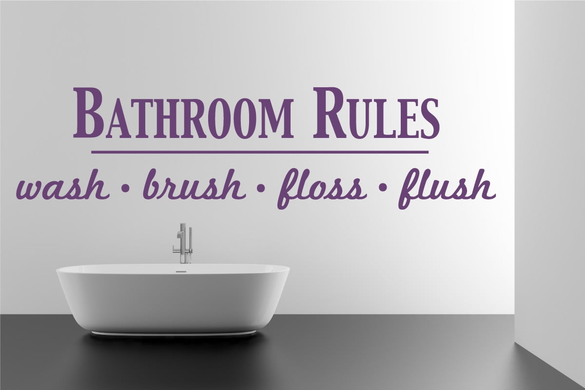 Bathroom Rules Wash Brush Floss Flush Quote Saying Wall Decal Sticker ...