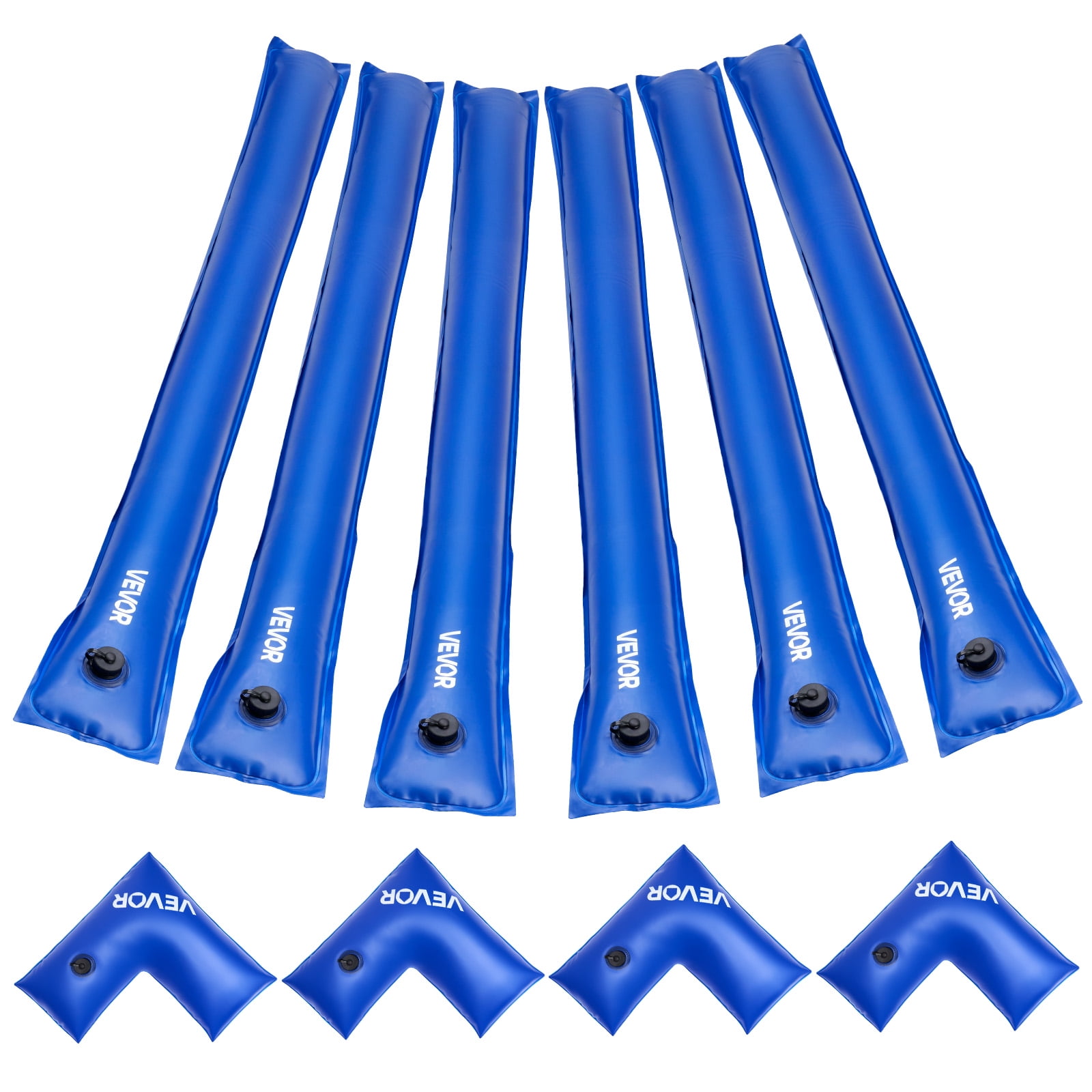 Vevor Pool Cover Water Bags Set  6 Packs 8 Ft Single Chamber Pool Cover Water Bags & 4 Corner Tubes  0.4mm Thick Pvc Bag Weights With Leakproof Valve 