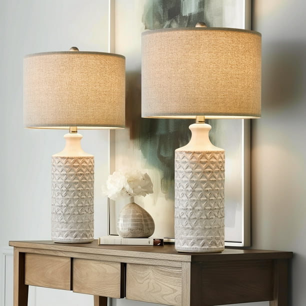 Oneach Ceramic Table Lamps for Living Room 24.75" Modern Farmhouse ...