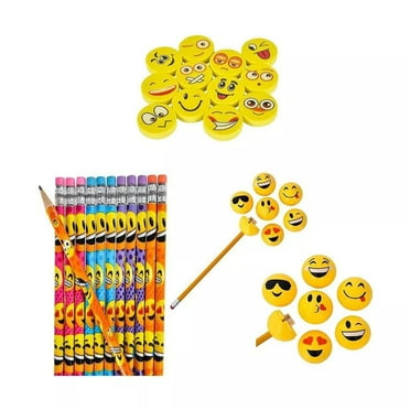 Rhode Island Novelty Round Emoticon Face Erasers Lot of 72 Assorted ...
