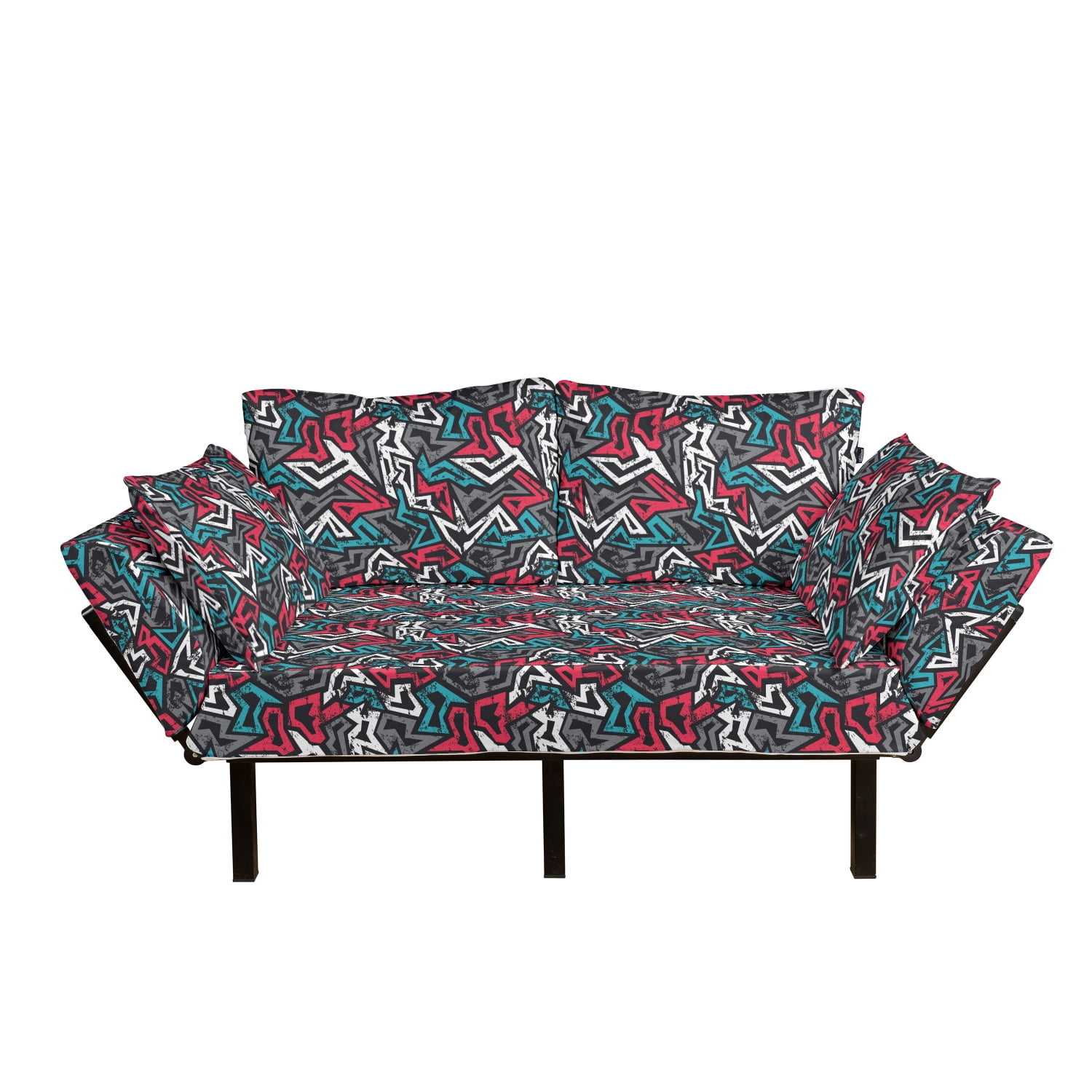 Grunge Futon Couch, Abstract Shapes in Graffiti Art Style Underground ...