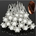 Grofry Hair Stick 20Packs Wedding Bridal Faux Pearl Rhinestone Flower ...