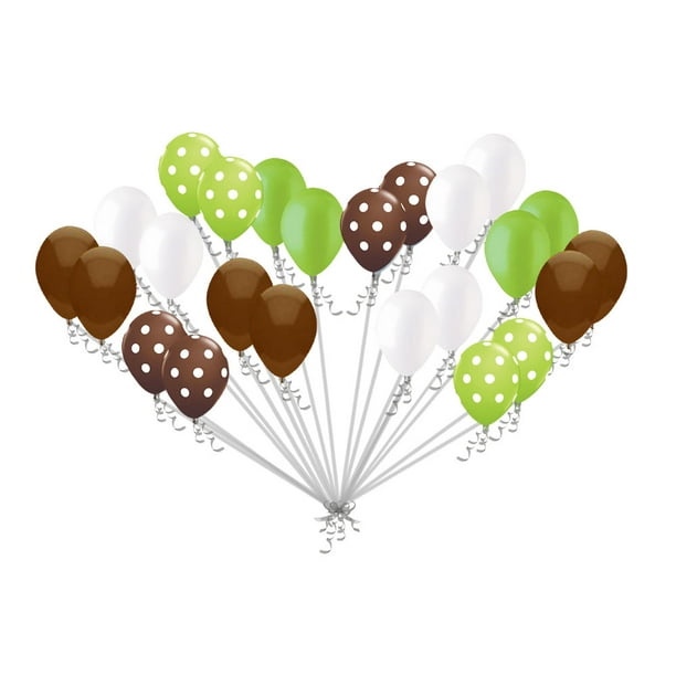 24 pc Brown & Lime Green Polka Dot Latex Balloons Party Decoration Baby ...