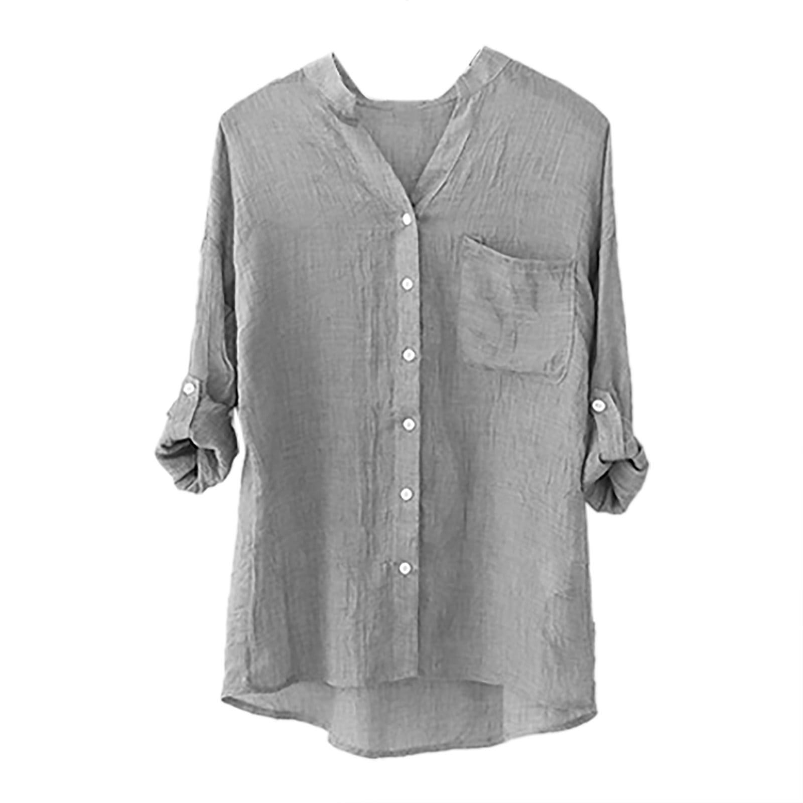Click here for Wtxue Button-Up Shirts 3/4 Sleeve  Notch Neck Shir... prices