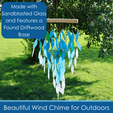 Blue Handworks Glass Wind Chime Deluxe Ocean Waterfall Wind Chimes for ...