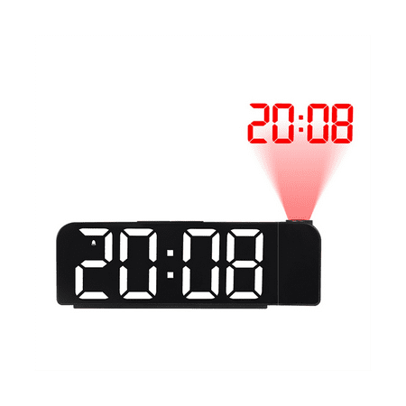 Qtmnekly 180° Rotation Projection Alarm Clock 12/24H LED Digital Clock ...