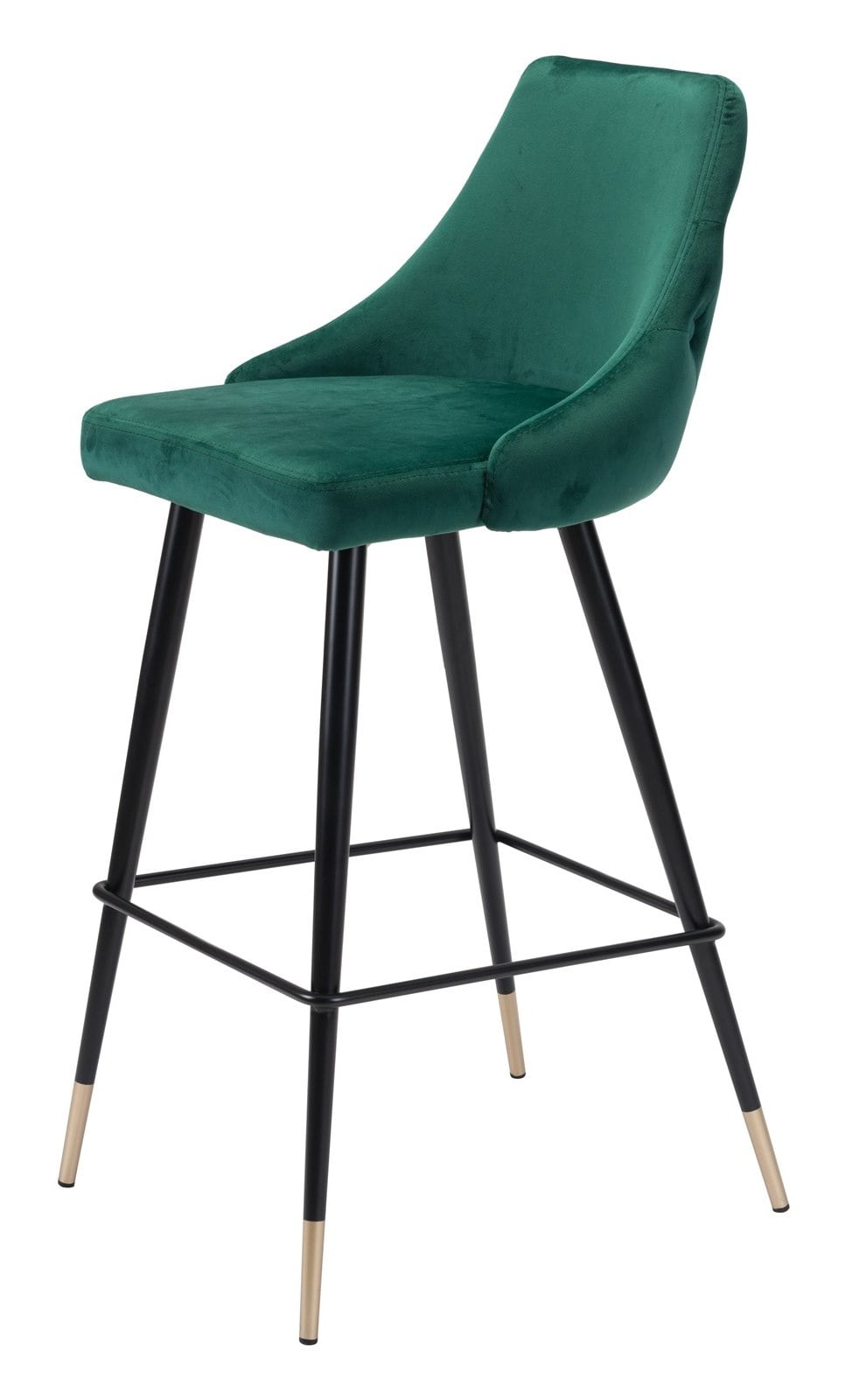 Modern Contemporary Bar Side Stool Chair Barstool, Green, Velvet Fabric ...