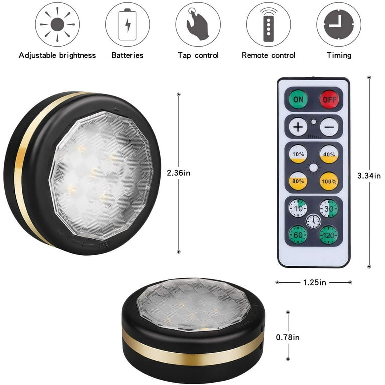 Lightmates Led Wireless Puck Lights With Remote Batteries 6 Pack ...