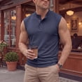 Button Front Tank Top Men Ribbed Stretch Breathable Comfy Workout Tees ...