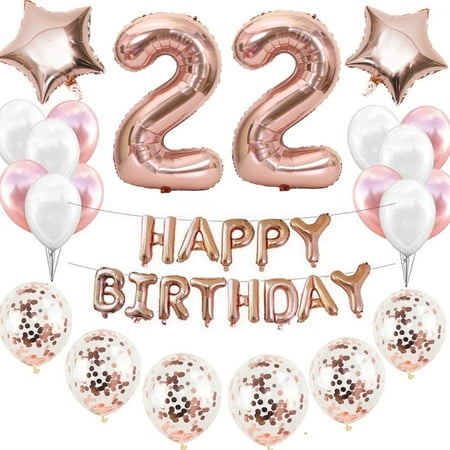 22th Birthday Decoration Rose Gold Set Girls Birthday Decoration Rose ...