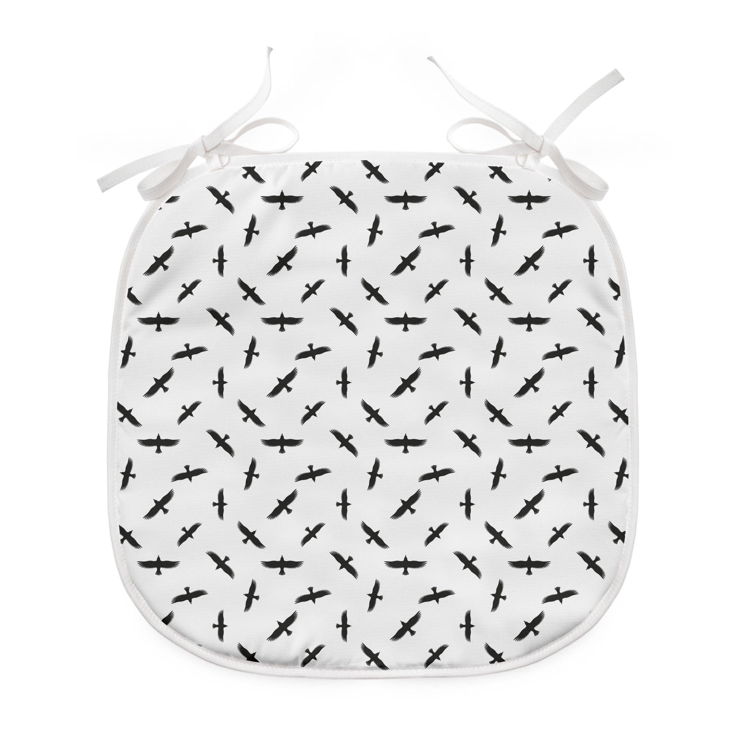 Black Crow Dining Chair Pad, Continuous Pattern with Flying Birds with ...
