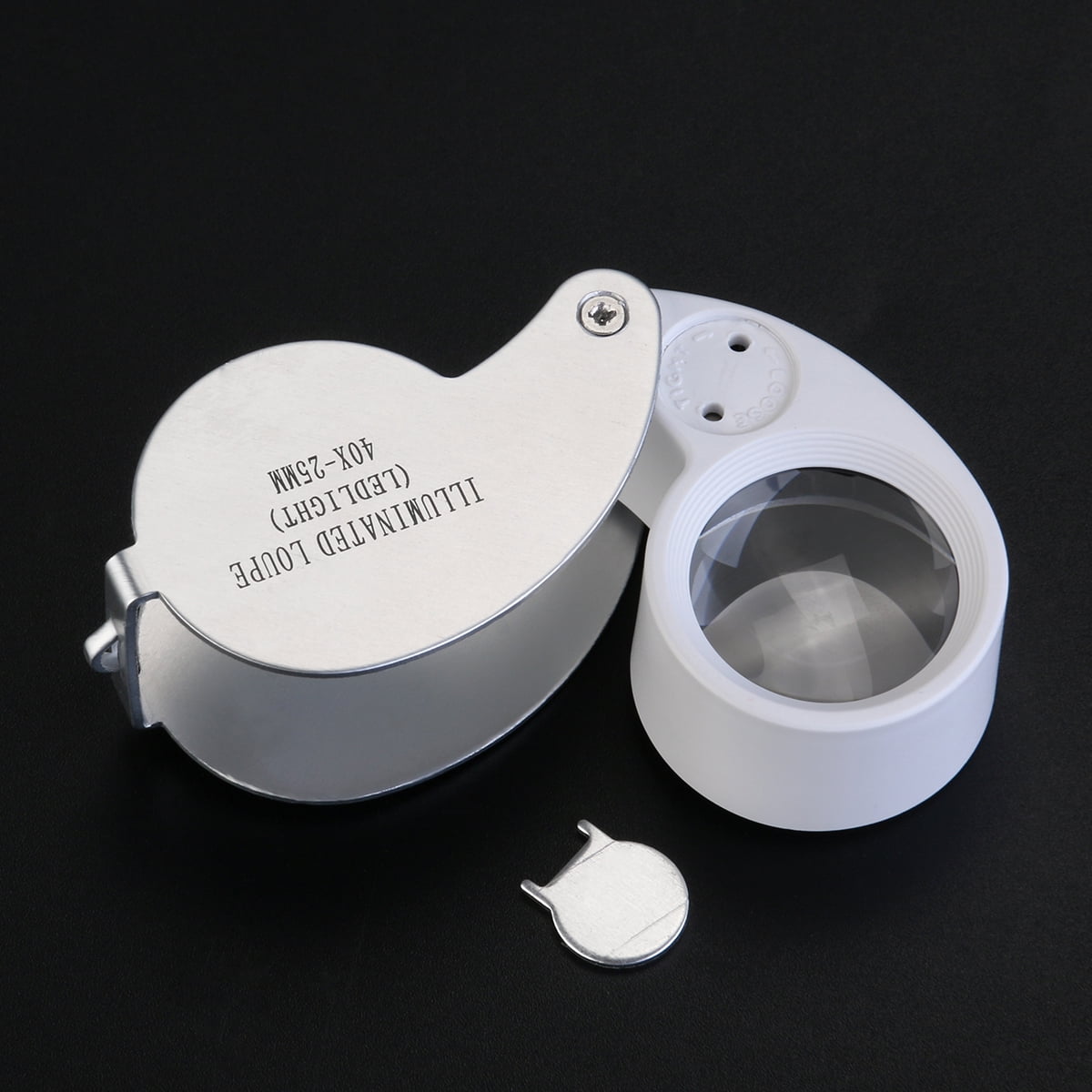 Buy PIXNOR Portable Folding 40X 25mm Metal White LED Illuminated Loupe ...