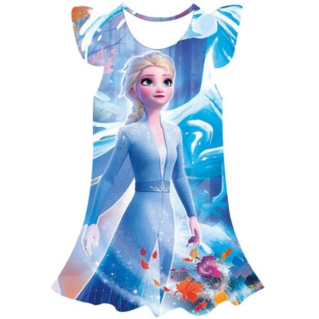Disney Frozen Elsa princesse dessin animé robe 3D imprimer filles robe ...