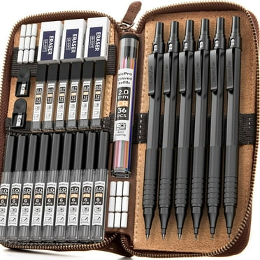 Nicpro 6 Pcs Mechanical Pencils Set, 0.5-2mm, with Lead Refills in ...