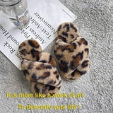 Ginisom Girls Fuzzy Slippers Kids Open Toe Cross Band Fluffy House ...