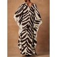 Brown Zebra Print V-Neck Batwing Sleeve Maxi Dress For Women, Plus Size ...