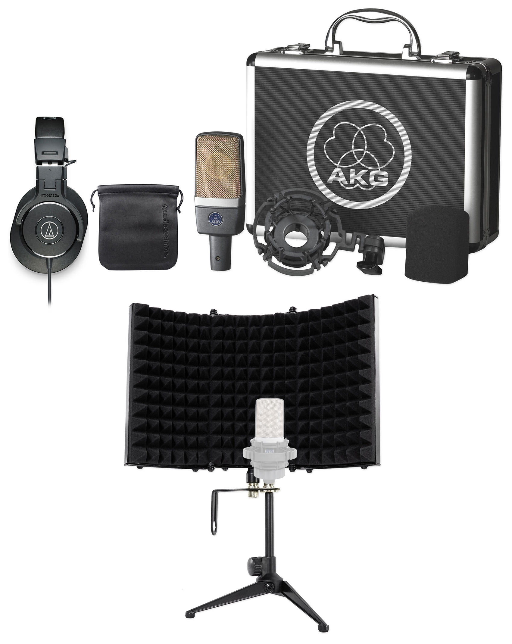AKG C214 Pro Condenser Microphone Recording Mic+Audio Technica ...