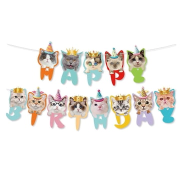 Cat Themed Party Banner, Pre-strung Cat Birthday Banner, Cat Party ...