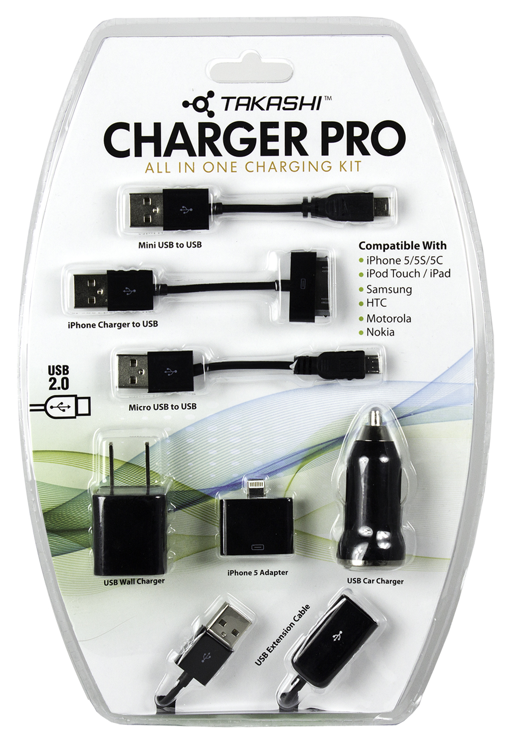 Takashi Charger Pro All-in-One Cell Phone Cables, & Charging Adapter ...