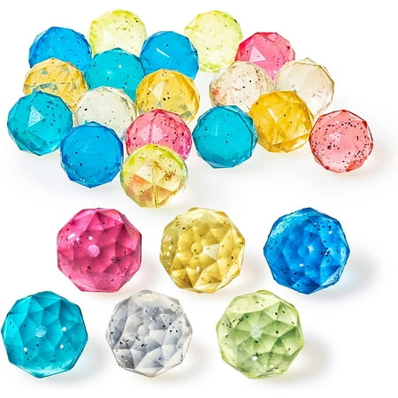 Bouncy Balls Bulk, 18-Count, Diamond Cut Designs, Assorted Colors, 1 ...