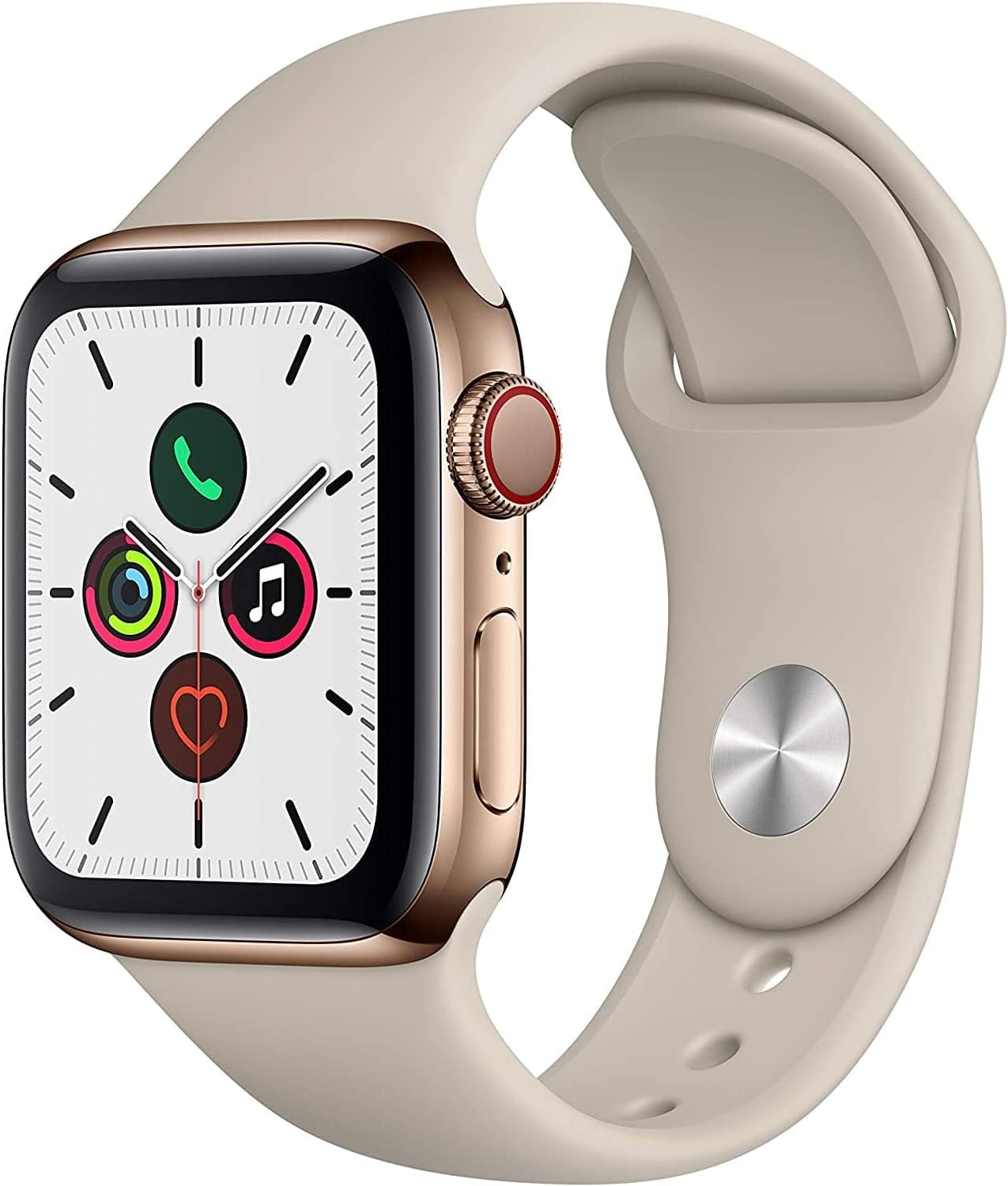Restored Apple Watch Series 5 GPS+LTE - Gold Stainless Steel Case Stone ...