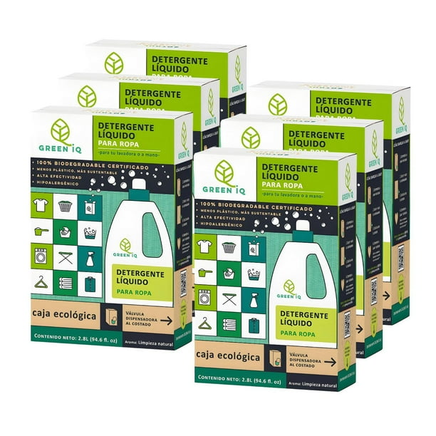 Set Detergente Líquido Green IQ Biodegradable Caja 6 Und verde | Bodega Aurrera en línea