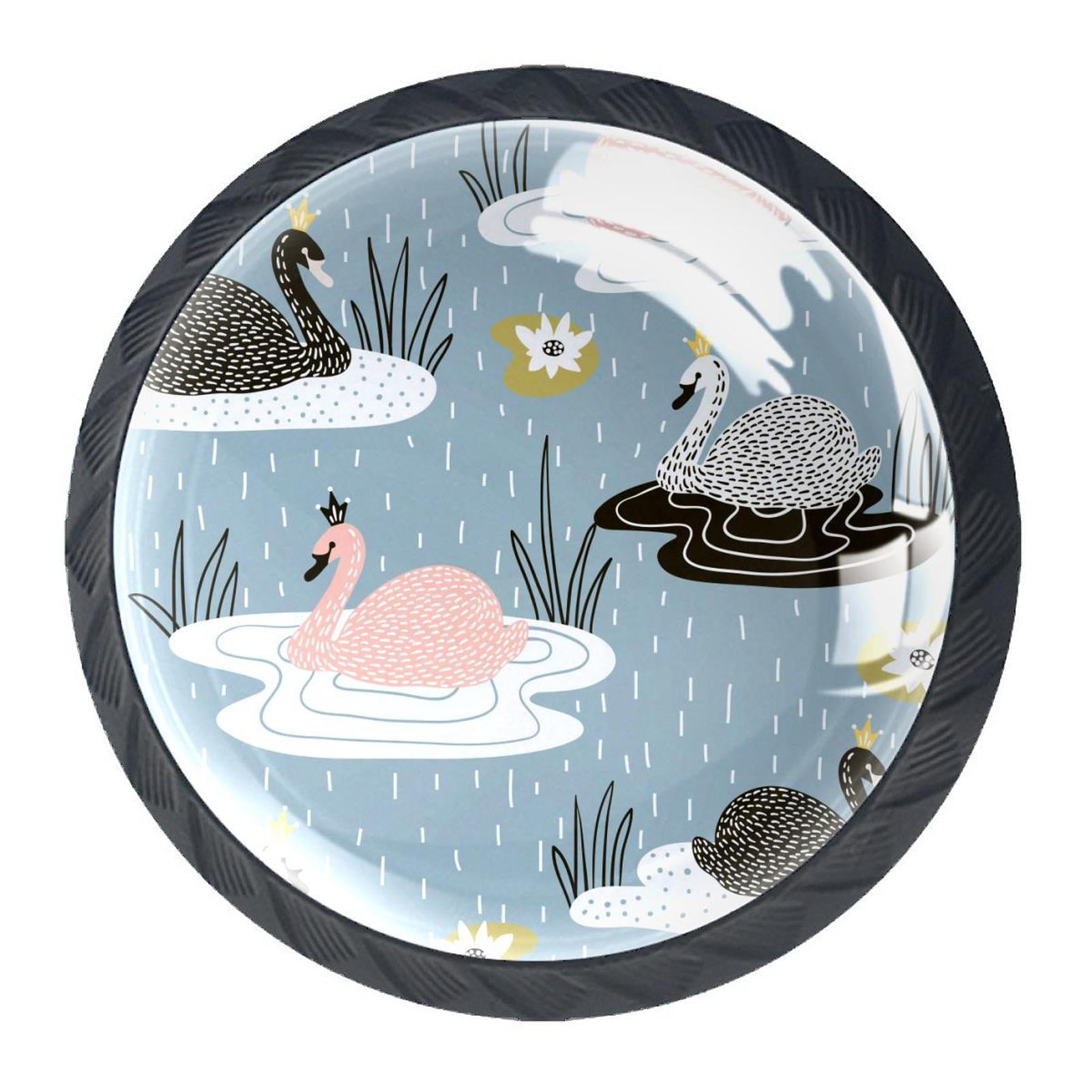 4 Pcs Swan with Crown Raining Knobs for Kitchen Cabinet Cupboard ...